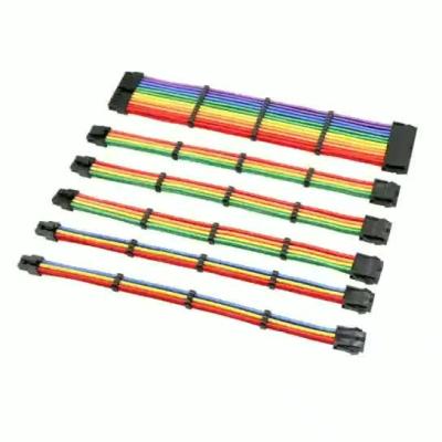 China Power Supply Extension Cable Kit  ATX 24   4+4 EPS  6+2 PCI-E  6 PCI-E  18AWG Cotton Rainbow PC extension cord for computer for sale