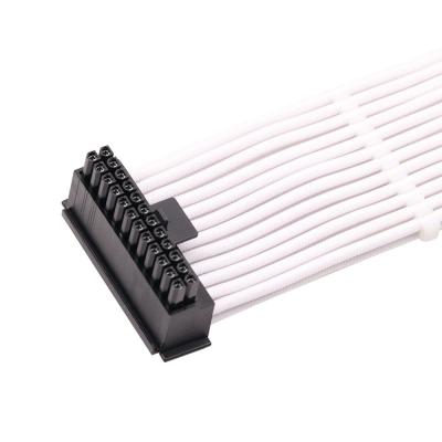 China 90 Degree Bradided Sleeved ATX 24pin extension cable  Power Supply computer cable 18AWG for sale