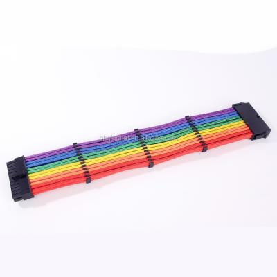 China ATX 24 pin motherboard Power Supply extension Cable   rainbow color Low Voltage sleeved cable extension 18AWG for sale