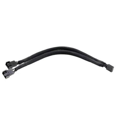 China PWM Fan Cable Splitter  Sleeved Braided Y Splitter Computer PC 4 Pin Fan Extension Power Cable1 to 2 Converter for sale