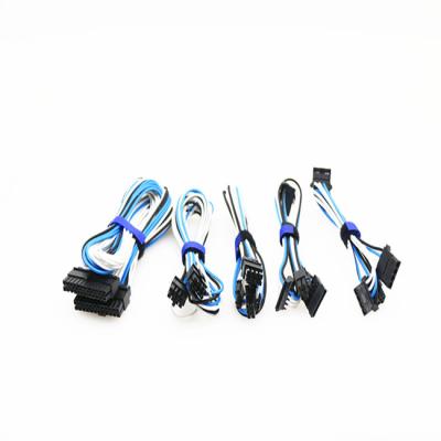 China Modular Cable  for Power Supply with Extra-Sleeved 24 Pin 8Pin 6Pin Length  620mm Blue/White for sale
