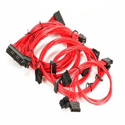 China Mudular Cable  for Power Supply with Extra-Sleeved 24 PIN 8PIN 6PIN  580mm Length Red for sale