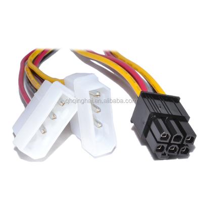 China 6 Pin PCI-E Graphics Card to 2 x Molex IDE Y cable Power Adapter Cable for sale