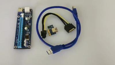 China PCI-E VER006S PCI-E 1x to 16x Riser Card  Adapter With USB Extender Express Adapter USB 3.0 ST  6Pin  Power Supply Cable for sale