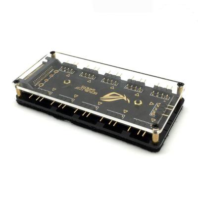 China RGB hub motherboard RGB interface expansion 10 way computer motherboard 5v3 pin 12v4 pin expansion for sale