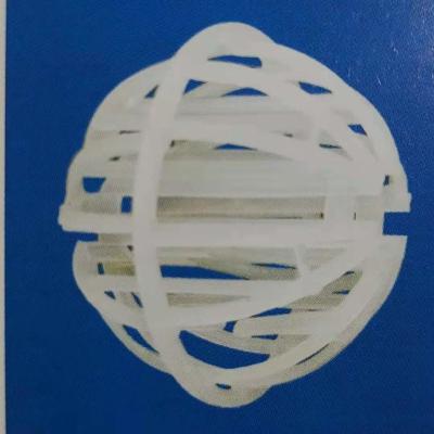 China 38x1.2mm Plastic Random Packings Cage Ball 110kg/m3 For Air Scrubber Column for sale