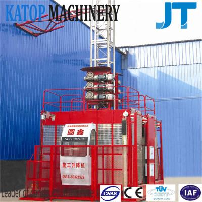 China Building material lifting hoist 2t load double cage construction hoist SC200/200 from Katop Machinery for sale