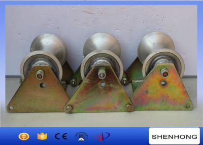 China Three Wheel Cable Pulling Pulley / Steel Ground Cable Pulling Roller for sale