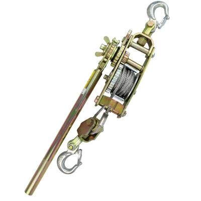 China 2T Double Hook Ratchet Wire Rope Cable Hand Puller With 6mm 2.4M Long Steel Rope for sale