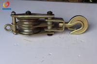 China 20KN Double Wheel Cable Pulling Pulley Wire Rope Hoisting Block for power construction for sale