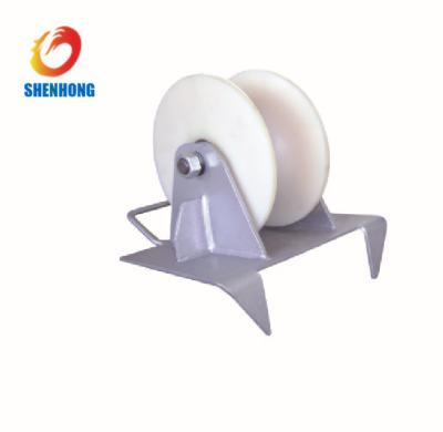 China Nylon or aluminum wheel heavy duty cable rollers SHH dia 140*200mm for protect cable and pulling rope for sale