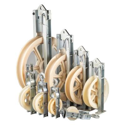 China 508mm Pilot Wire Use Stringing Block Galvanized Nylon Sheave Aerial Cable Pulley Block For Conductors for sale