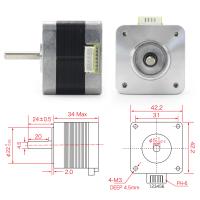 China Nema17 Stepper Motor 34mm + 1M Cable 2 Phase 0.95A 2.4kg.Cm For CNC 3D Printer for sale