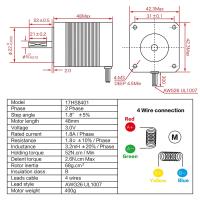 China Nema17 CNC Stepper Motor 17HS8401 2 Phase Four Wire 48mm For 3D Printer for sale