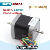China Nema 17 CNC Dual Shaft Stepper Motor 78 Oz-In 48mm 1.8A 17HS8401B for sale