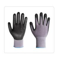 China DMF Free Mining Micro Foam Nitrile Coated Gloves With Nitrile Dots On Plam for sale