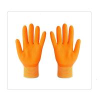 China Cleaning Breathable 13 Gauge Orange Polyester Liner Kids Latex Palm Coated Gloves for sale