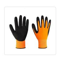 China Orange Polyester Liner Black Microfoam Latex Palm Gloves For Warehouse Handling Use for sale