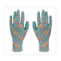China Agriculture Flower Polyester Knitting Nitrile Gloves for sale