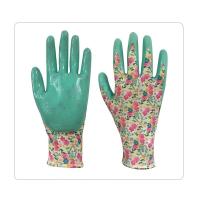 China Small Hands Green Nitrile Dipping Protective Gardening Gloves for sale
