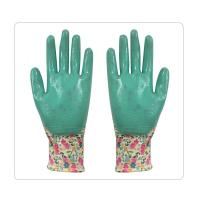 China Small Hands Green Nitrile Dipping Protective Gardening Gloves for sale