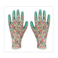 China Small Hands Green Nitrile Dipping Protective Gardening Gloves for sale