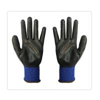 China Blue Polyester With Black Smooth Nitrile Gloves for sale