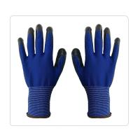 China Blue Polyester With Black Smooth Nitrile Gloves for sale