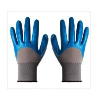 China Grey Polyester Liner With Half Coating Health And Safety Nitrile Labor Gloves for sale