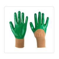 China Green Smooth Nitrile Half Coating 13 Gauge Oil Resistant Industrial Work Gloves for sale
