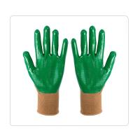 China Green Smooth Nitrile Half Coating 13 Gauge Oil Resistant Industrial Work Gloves for sale