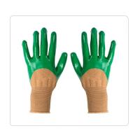 China Green Smooth Nitrile Half Coating 13 Gauge Oil Resistant Industrial Work Gloves for sale