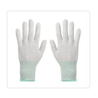 China Electronic Industry Grey Carbon Fiber Knit PU Gloves for sale