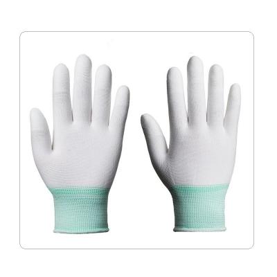China Cleaning White PU Finger Coated 13 Gauge Nylon Work Gloves for sale