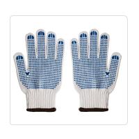 China Warehouse Use Strong Grip 7 Gauge White Cotton PVC Dotted Knit Work Gloves for sale