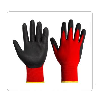 China Red Hand Protection 18 Gauge Foam Nitrile Gloves for sale