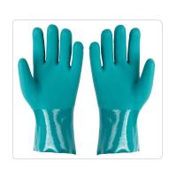 China Large Hands Green PVC Cotton Chemical Resistant Gloves for sale