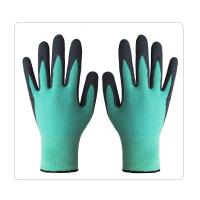 China Turquoise Green Nylon Spandex Knit Industrial Use Mechanics Safety Protective Latex Gloves for sale
