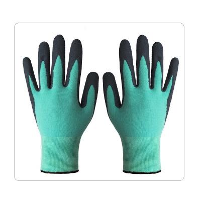 China Turquoise Green Nylon Spandex Knit Industrial Use Mechanics Safety Protective Latex Gloves for sale