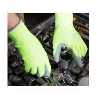 China Precision Machinery Grey PU Palm Coating Hi Vis Polyester Liner Gloves for sale