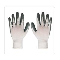 China Laboratory White Polyester Grey Nitrile Dipped Liquids Resistant Work Gloves for sale