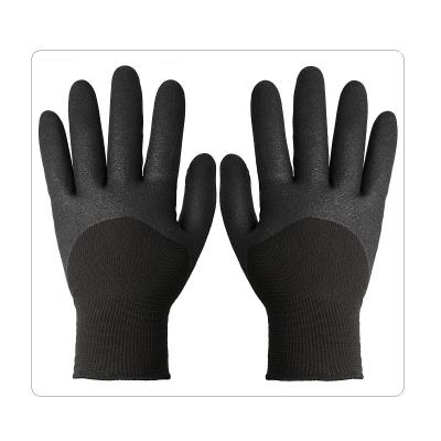 China Black Acrylic And Polyester Yarn Nitrile Winter Gloves Extra Thick for sale