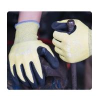 China Automotive Industry Yellow Elastic Protective Secutiry Cut Proof Gloves With Black Sandy Nitrile for sale