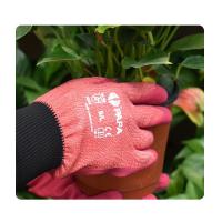 China Red Women's Thin Nylon Knit Latex Gloves For Growing Flower And Plant for sale