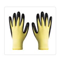 China Yellow Aramid Heat and Cut Resistant Liner Foam Nitrile Coating Work Gloves For Building for sale