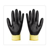 China Yellow Aramid Heat and Cut Resistant Liner Foam Nitrile Coating Work Gloves For Building for sale