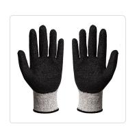 China HPPE Knitted Fiber Cut Resistant Safety Black Latex Gloves for sale