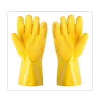 China Yellow Waterproof Outdoor Rubber Chemical Resistant Gloves for sale
