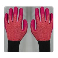 China Warehousing Rose Red Polyester Knitting With Colorful Latex Gloves for sale