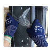 China Construction 13 Gauge Blue Polyester Liner Knit PU Work Gloves for sale
